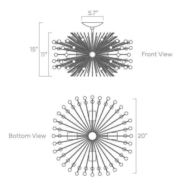 Urchin Flush Mount 20" - Mid Century Modern Lighting